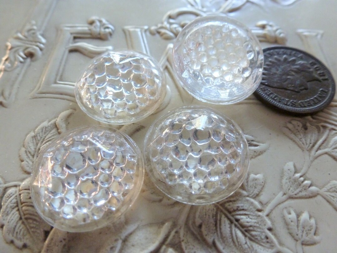 4 West German Faceted Round Reflector STYLE Jewel, Vintage Glass CLEAR ...