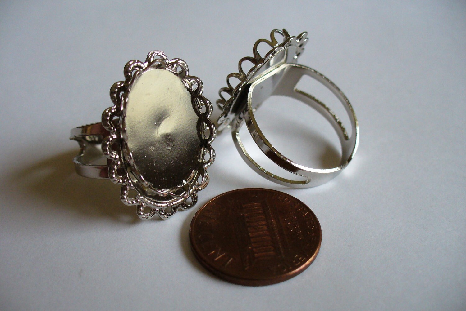 1 Silver Tone Lace Setting and Glass Cab Complete Ring Set C9 - Etsy