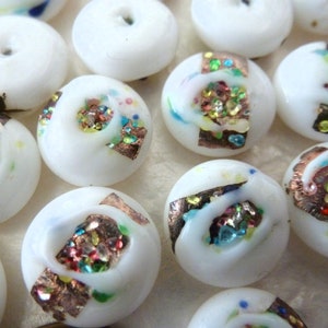 2 Semi Opal Pink and White Lampworked Handmade Glass Cab Stones, 20mm ...