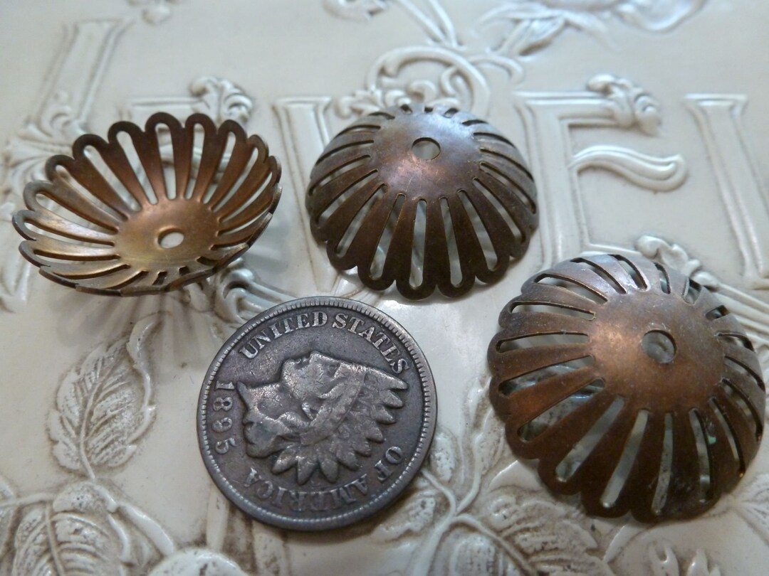 Vintage Bead Caps With Dark Patina Jewelry Findings, 22x7mm, 5 Pcs ...
