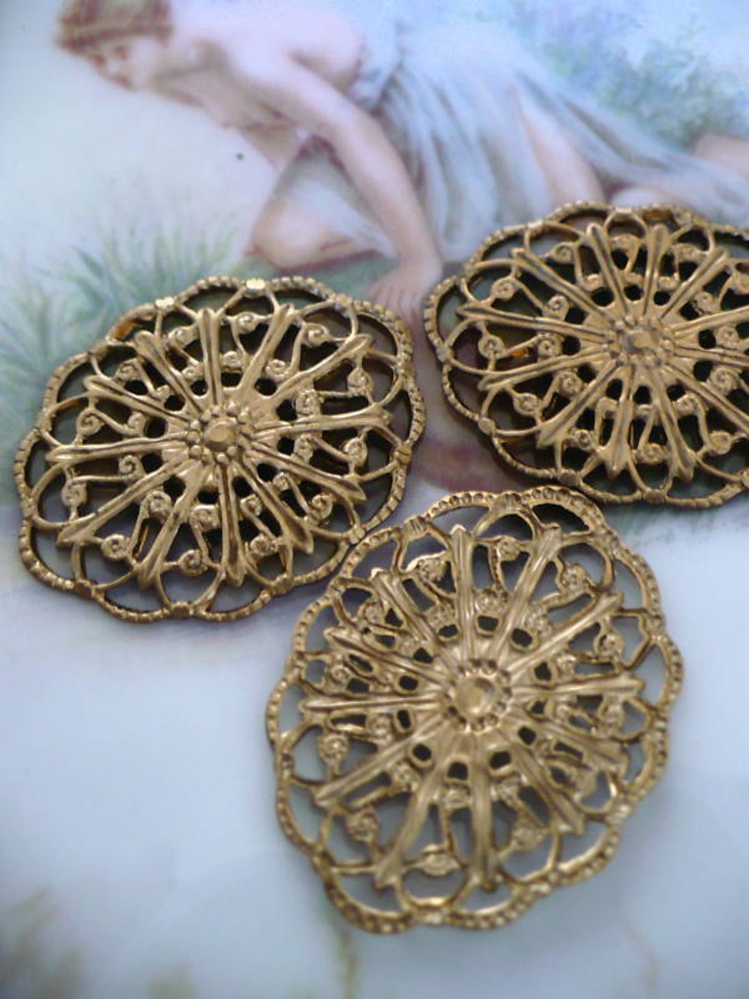 3 Oval Loopy Brass Filigree - Etsy