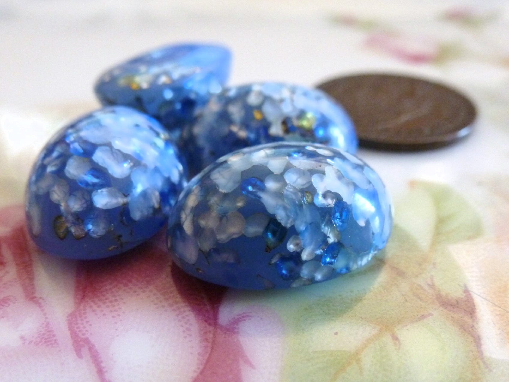 2 Vintage Old School Pink Mottled German Art Glass Stones, Cabs, 16 X ...