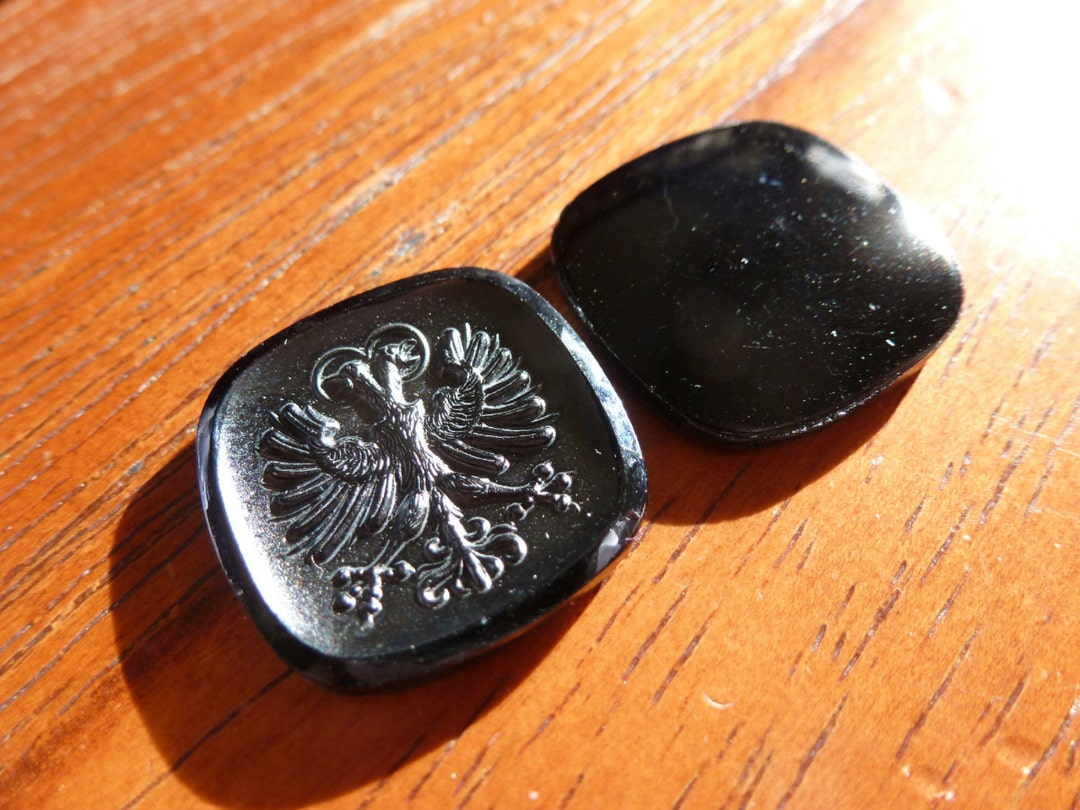 2 Vintage Dual or Two Headed Phoenix, Recessed in Low Relief, Black ...