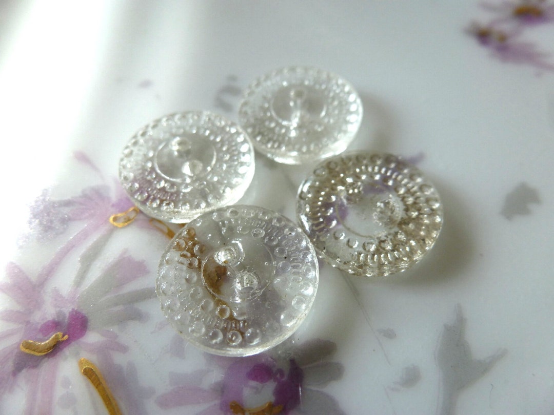 4 Vintage Clear German Bumpy Glass Buttons C38 - Etsy