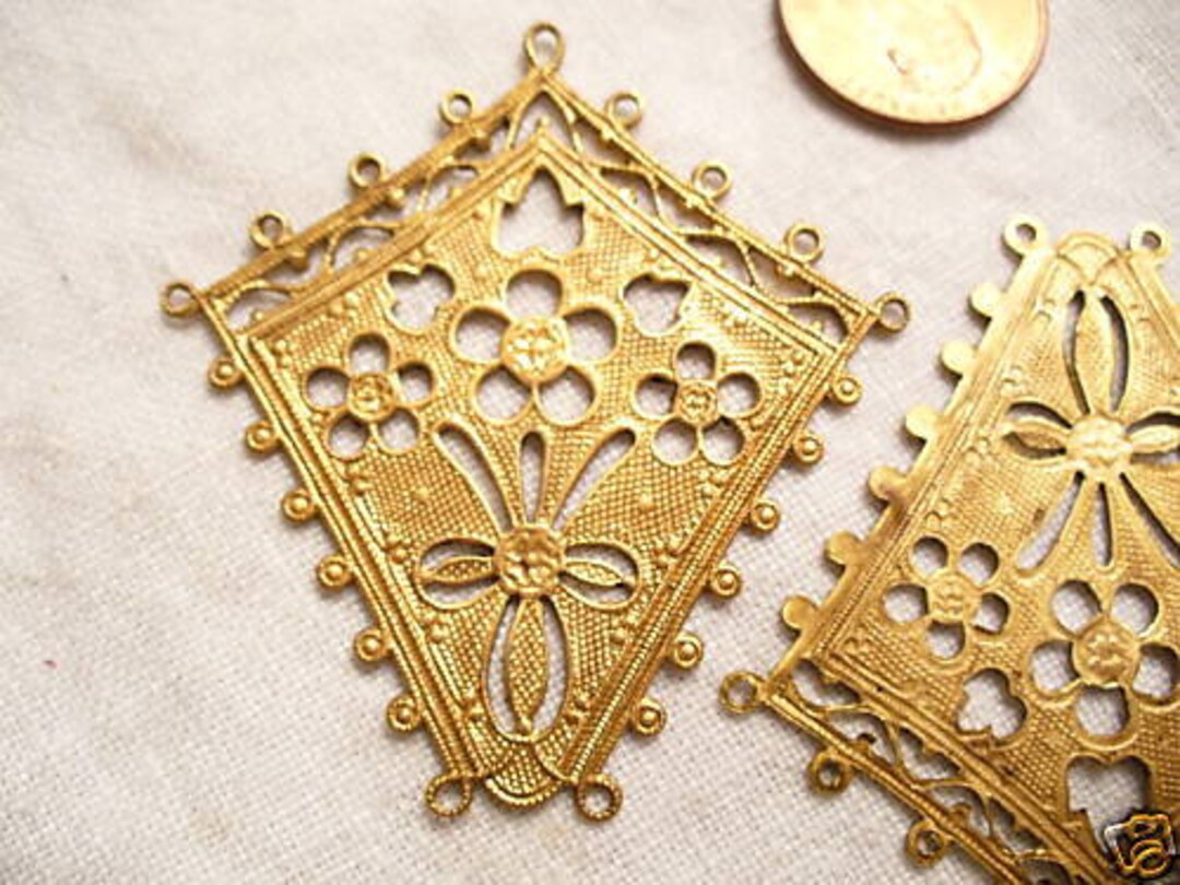 Vintage Filigree Stamping, 1950s Miriam Haskell Large Bohemian Floral ...