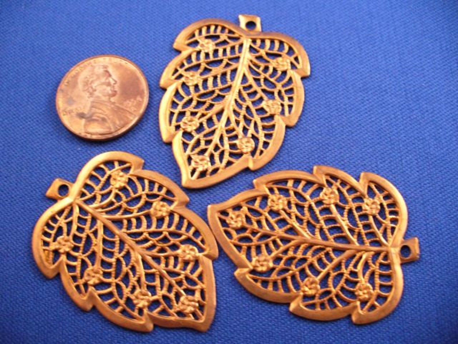 2 Copper Tone Filigree Leaf Haskell Leafbin - Etsy