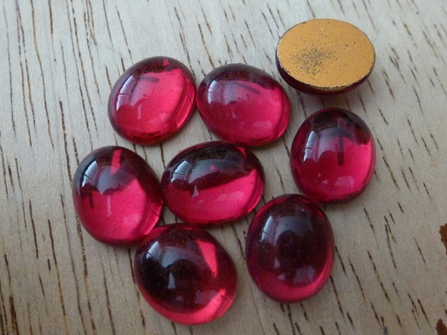 8 Vintage Tubby Ruby Red 12 x 10mm Cab Cabochon C29 | Etsy