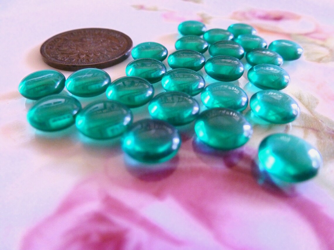 24 Vintage Teal Tablets Glass Jewels, 7 X 3mm High, C15 - Etsy