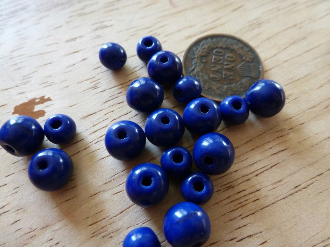 24 Vintage 6-7.5mm Deep Navy Blue Opaque Mix Beads C34 - Etsy