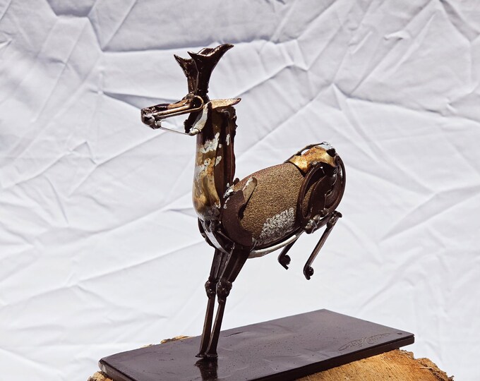 Pronghorn Antelope Handcrafted Sculpture Welded Metal and Rock - Etsy