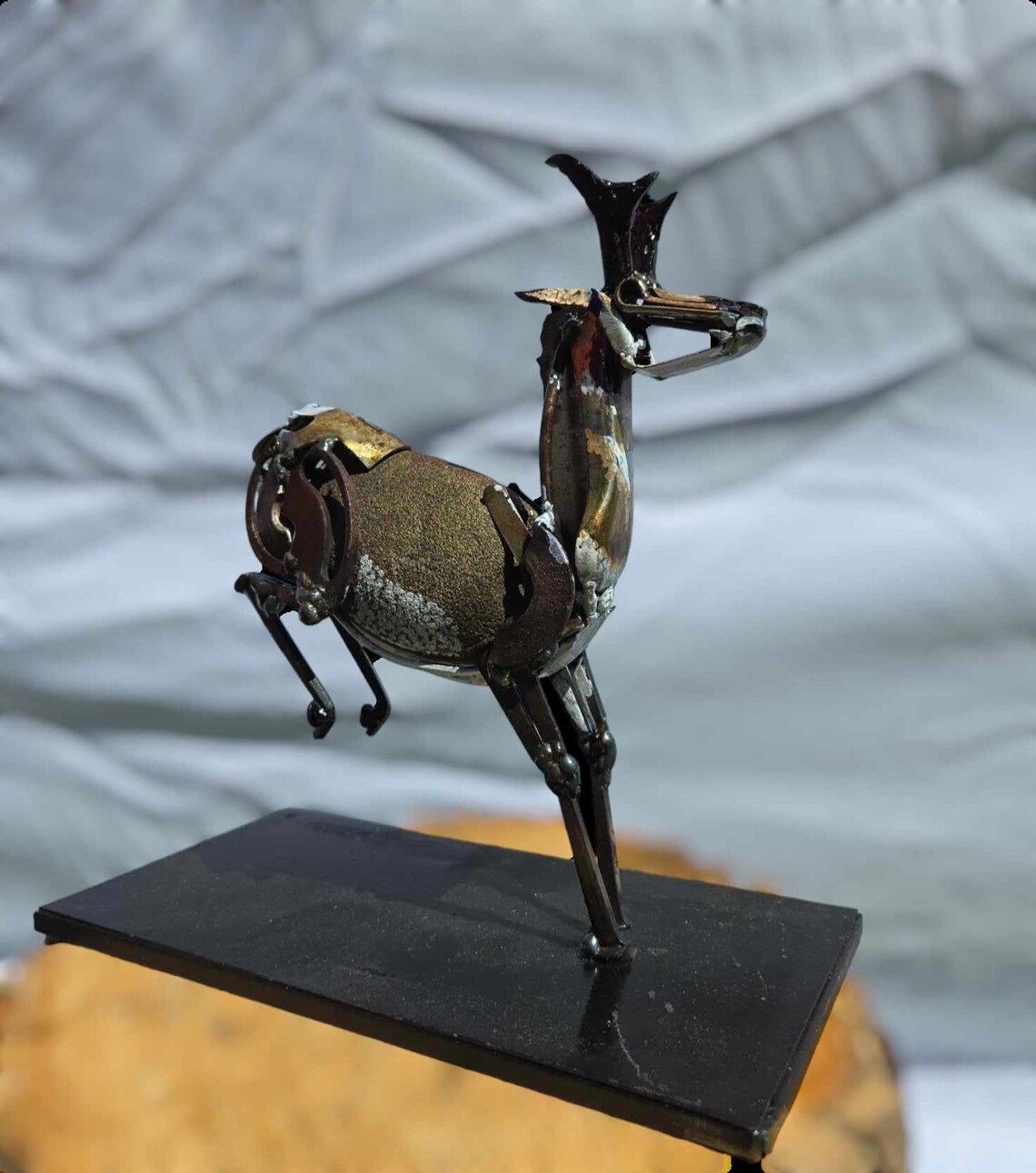 Pronghorn Antelope Handcrafted Sculpture Welded Metal and Rock - Etsy