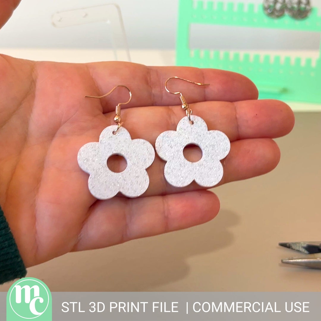 Flower Earring Print File Digital Earring Diy Print STL File 3D ...