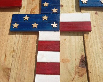 Rustic Wooden American Flag Memorial Cross - Etsy