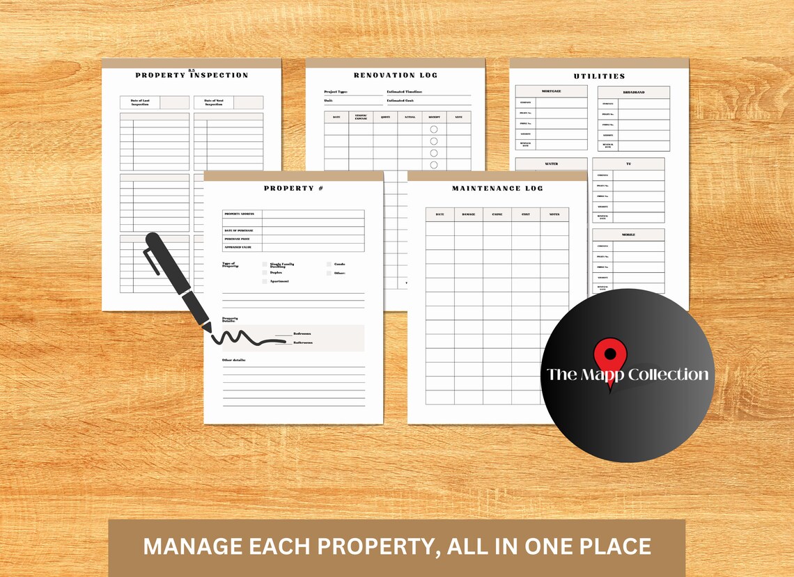 Printable Real Estate Planner for Rental Property Management ...