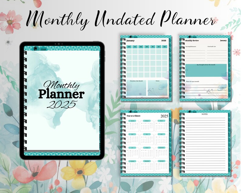 Undated Monthly Planner: Printable, Fillable Planner (PDF Download) - Etsy
