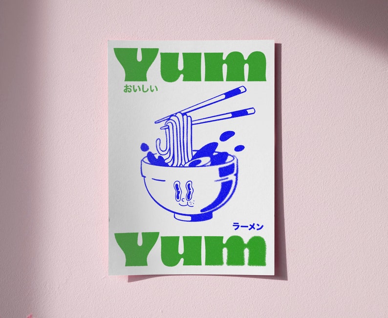 Ramen Retro Art Print Fine Art Print Noodles Print Ramen Illustration ...