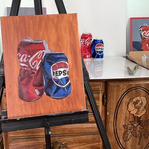 Handmade Original Oil Painting: Crushed Coke & Pepsi Cans, 9x12 Inches ...