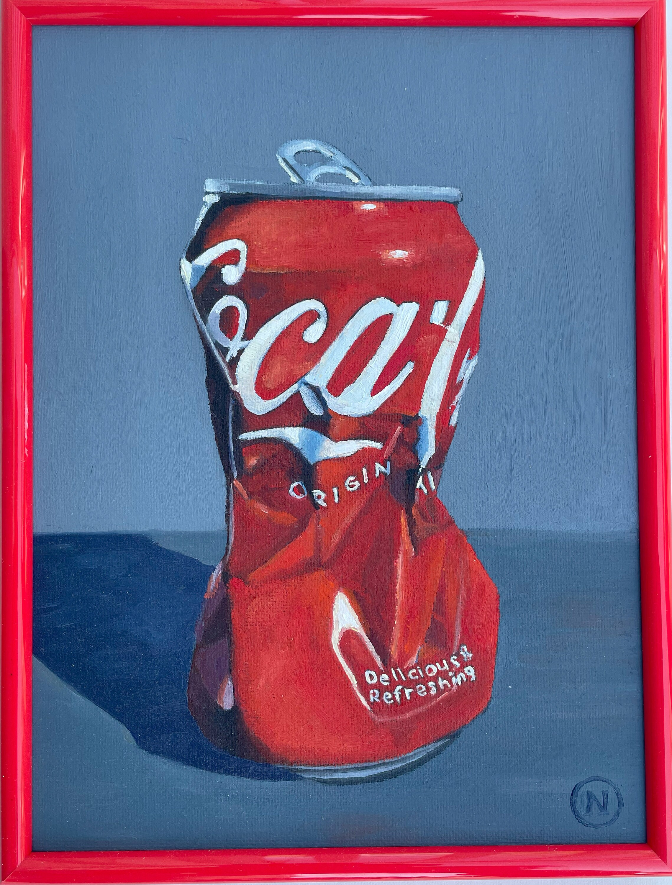 Original Oil Painting: Crushed Coca-cola Can, 7x9 Inches, Incl.red ...