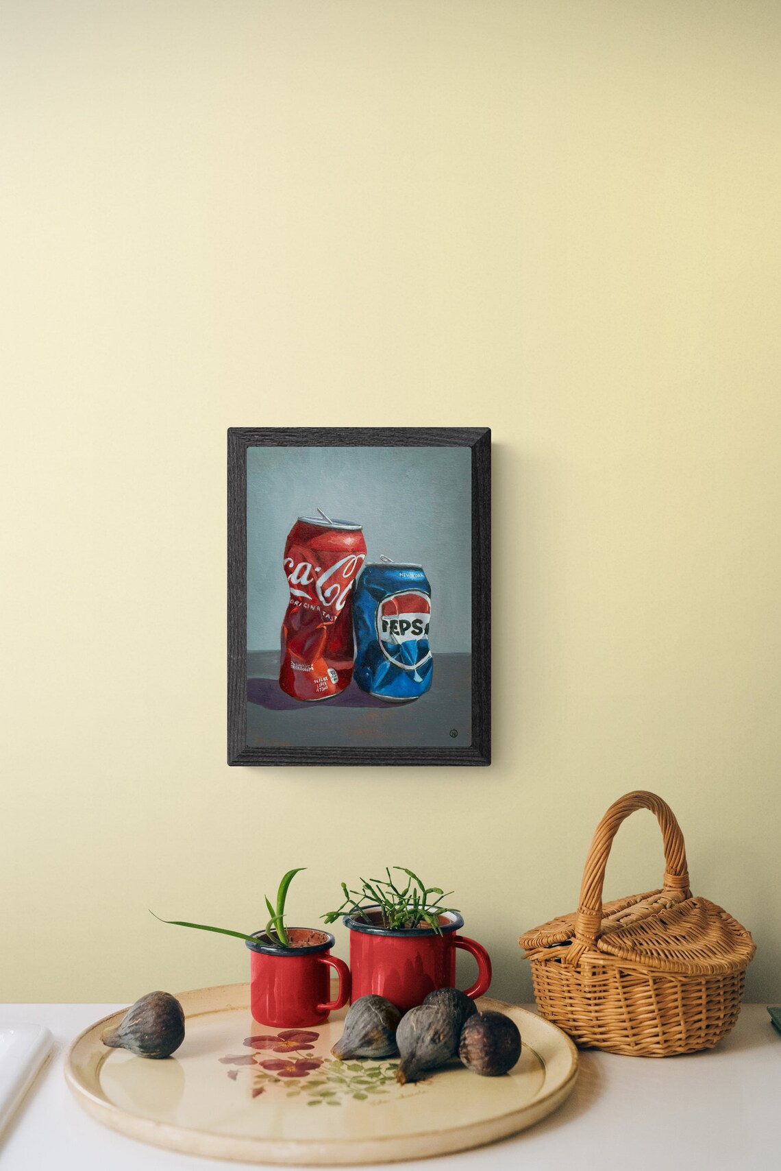 Handmade Original Oil Painting: Crushed Coke & Pepsi Cans, 9x12 Inches ...