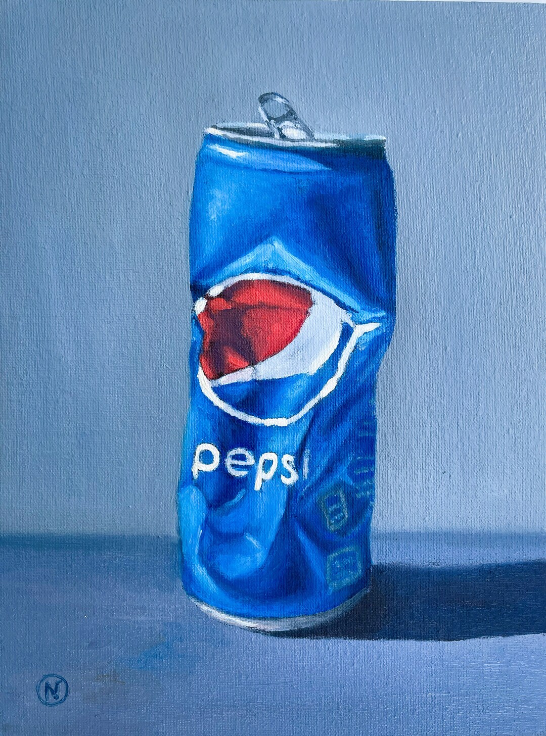 Original Oil Painting: Crushed Pepsi Can, 7x9 Inches, Black Frame ...