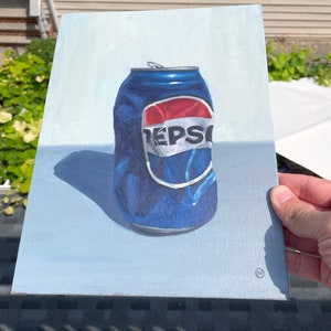 Original Oil Painting: Crushed Pepsi-cola Can, 12x9 Inches ...