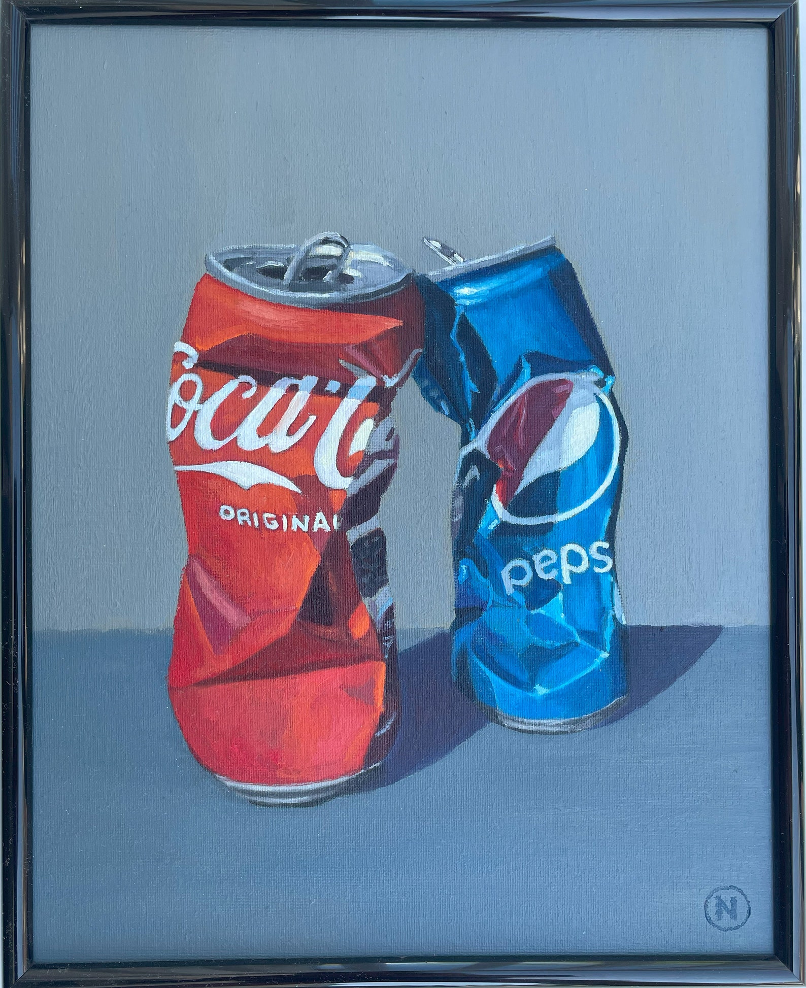 Handmade Original Oil Painting: Crushed Coke & Pepsi Cans, 9.4x12 ...