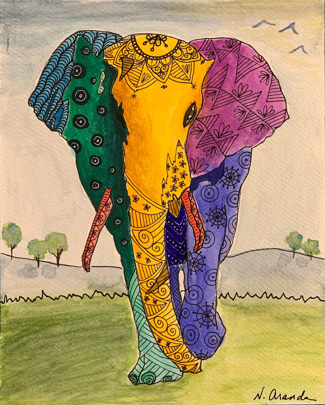 Elephant - Art Print - Etsy
