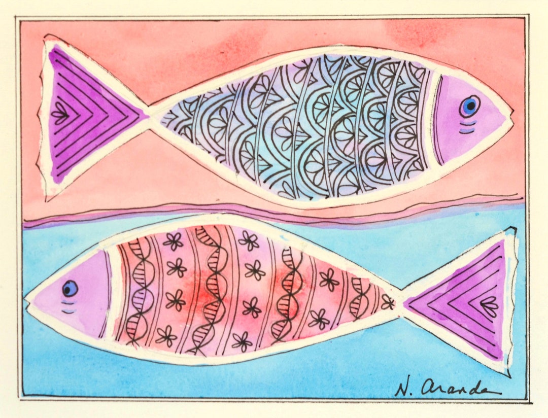Two Fish - Art Print - Etsy