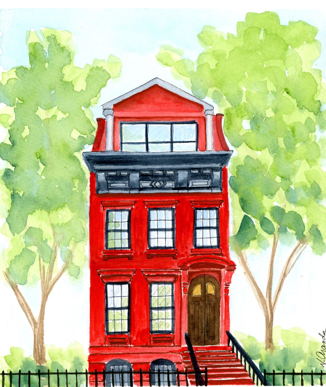 Red Brownstone - Art Print - Etsy