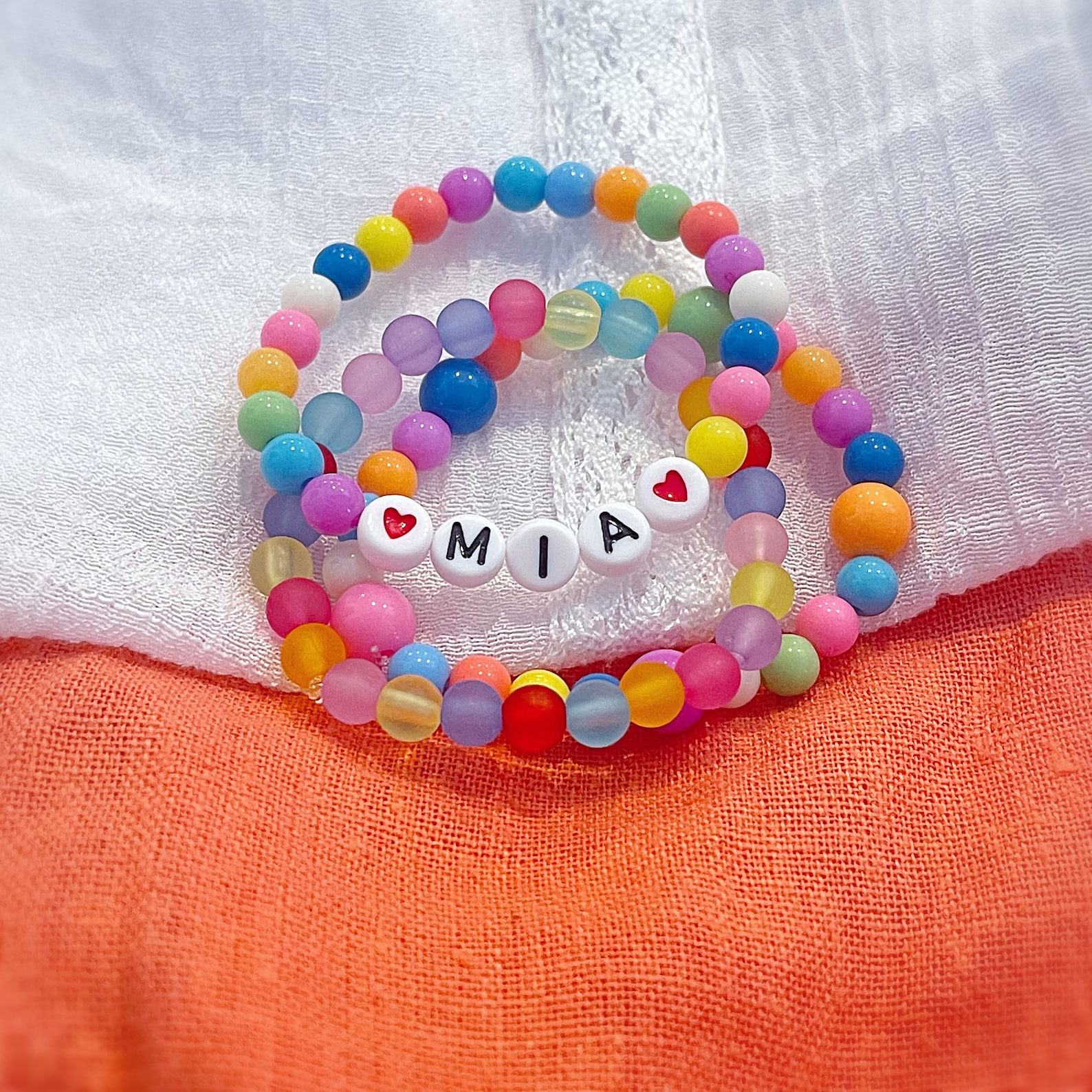 Girls 3 Individual Beaded Bracelets Set Stretch Bracelets - Etsy