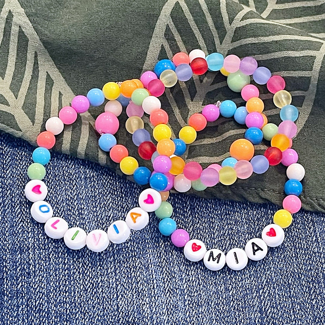 Girls 3 Individual Beaded Bracelets Set Stretch Bracelets - Etsy