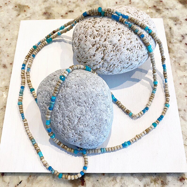 Surf and Sand Beaded Stretch Wrap Bracelet Necklace | Etsy