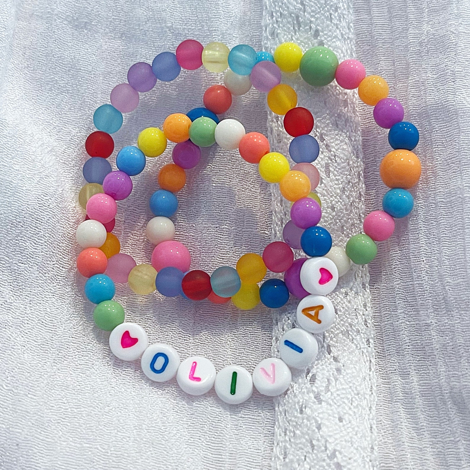 Girls 3 Individual Beaded Bracelets Set Stretch Bracelets - Etsy