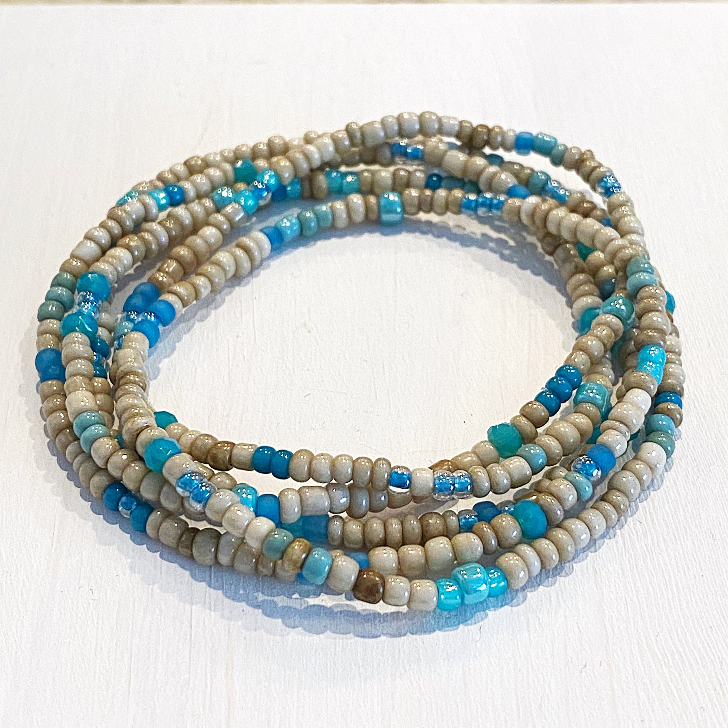 Surf and Sand Beaded Stretch Wrap Bracelet Necklace | Etsy