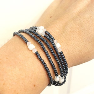 Lunar Eclipse Beaded Stretch Wrap Bracelet - Necklace - Stackable ...