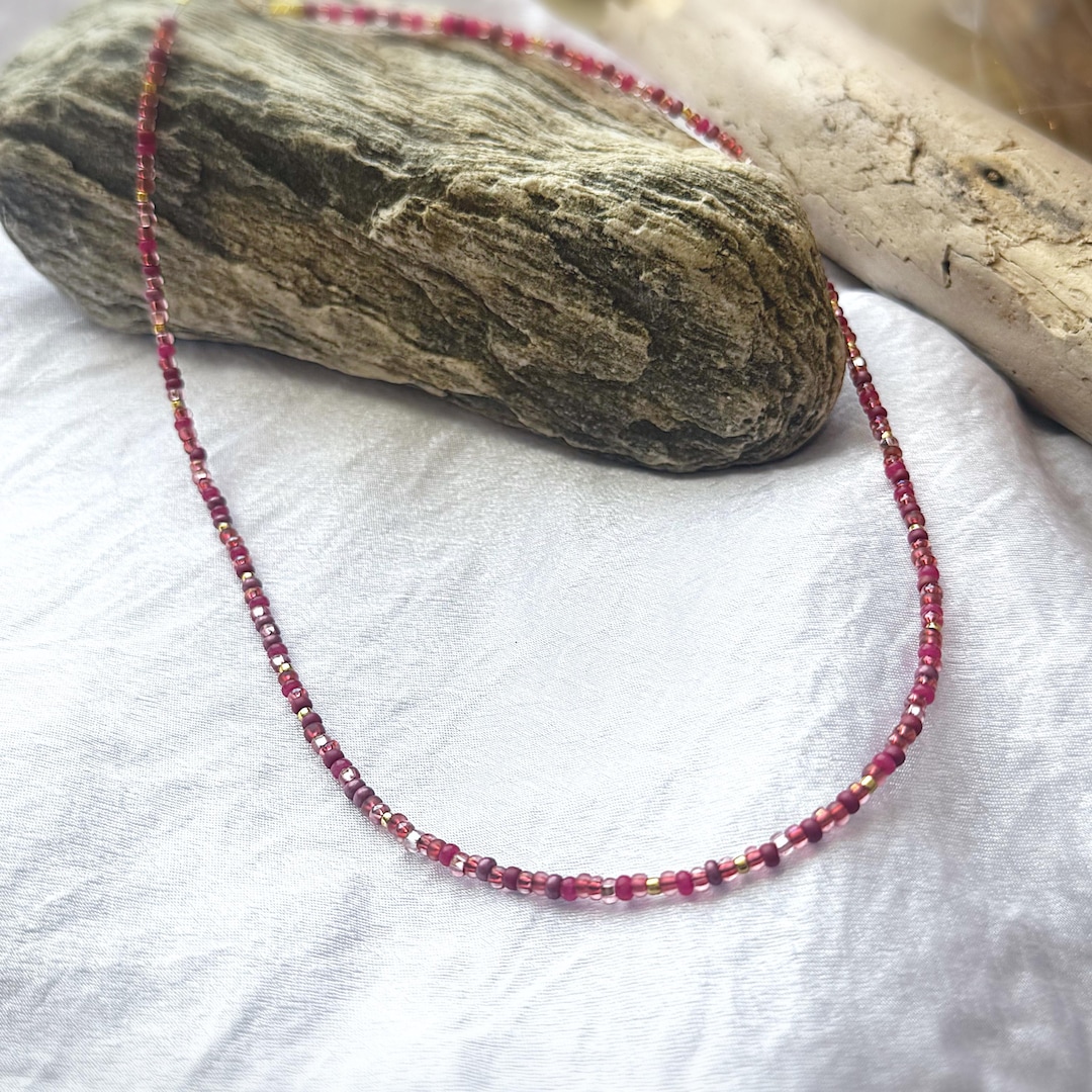 Passion Pink Beaded Necklace | Layer | Multi Color Choker | Waterproof ...
