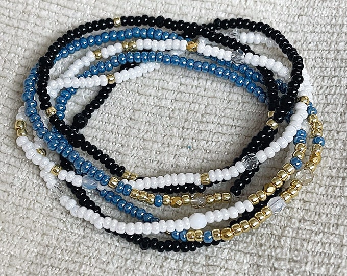 Deep Sea Pearl Beaded Stretch Wrap Bracelet Necklace Stackable Layering ...