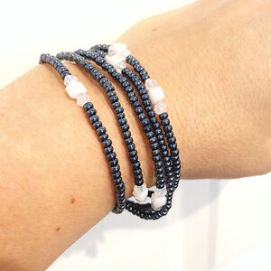 Lunar Eclipse Beaded Stretch Wrap Bracelet - Necklace - Stackable ...