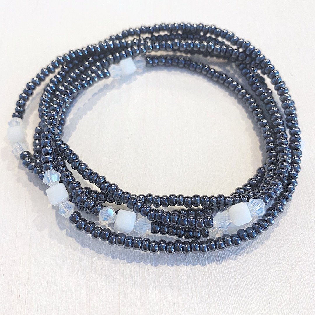Lunar Eclipse Beaded Stretch Wrap Bracelet - Necklace - Stackable ...