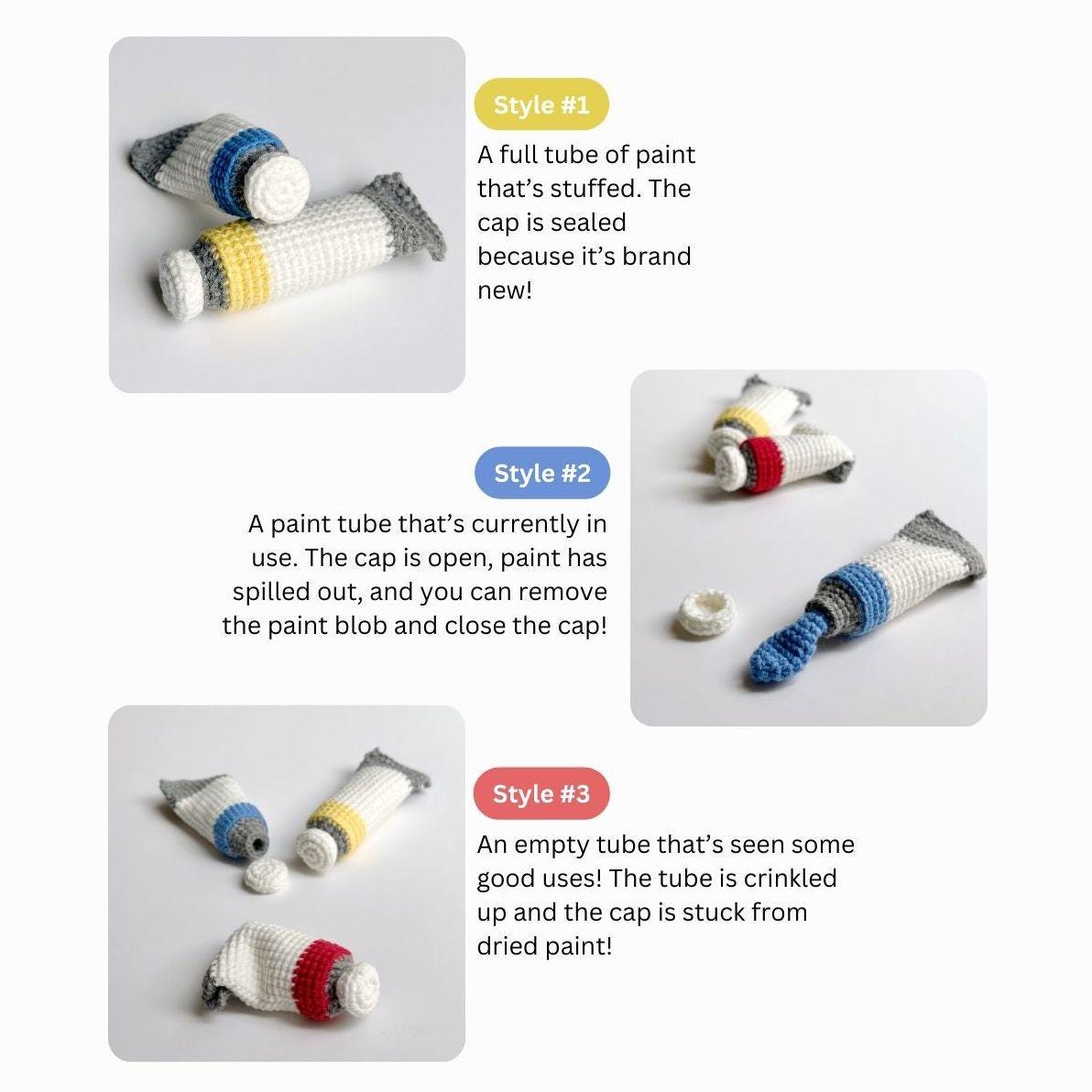 Crochet Paint Tube & Paintbrush Amigurumi Pattern (digital PDF) - Etsy