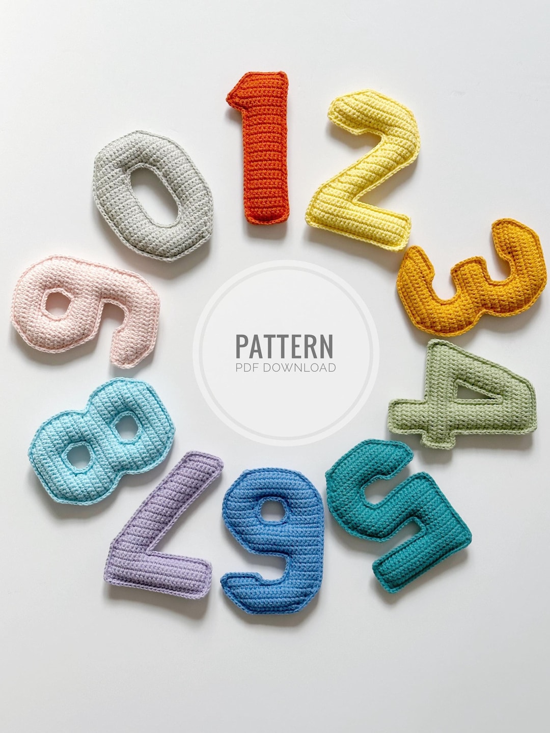 Crochet Numbers Pattern: Plush Digits 0-9 (digital PDF) | Photo Props ...