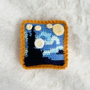 Crochet Painting: Starry Night, 3D Mini Art Van Gogh Inspired - Pattern ...