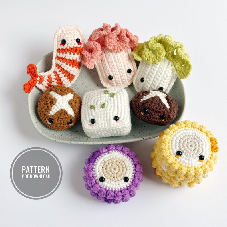 Crochet 5 Mini Munchies - Hot Pot Ingredients Pattern (digital PDF ...