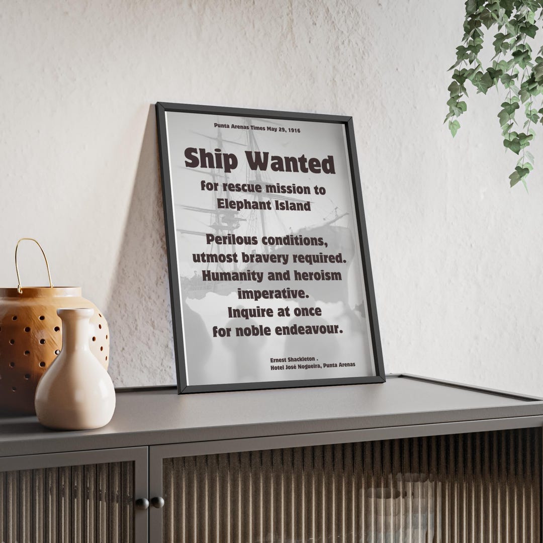 Ship Wanted Art Print From Shackleton. Vintage Antarctica Black Edition ...
