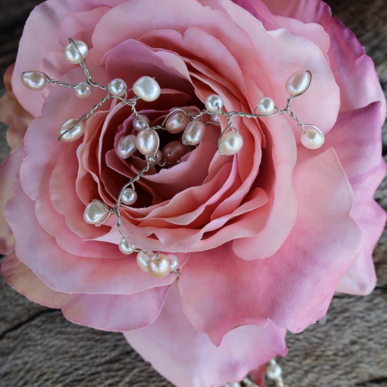 Pink Rose Hairpiece With Pearls - Etsy