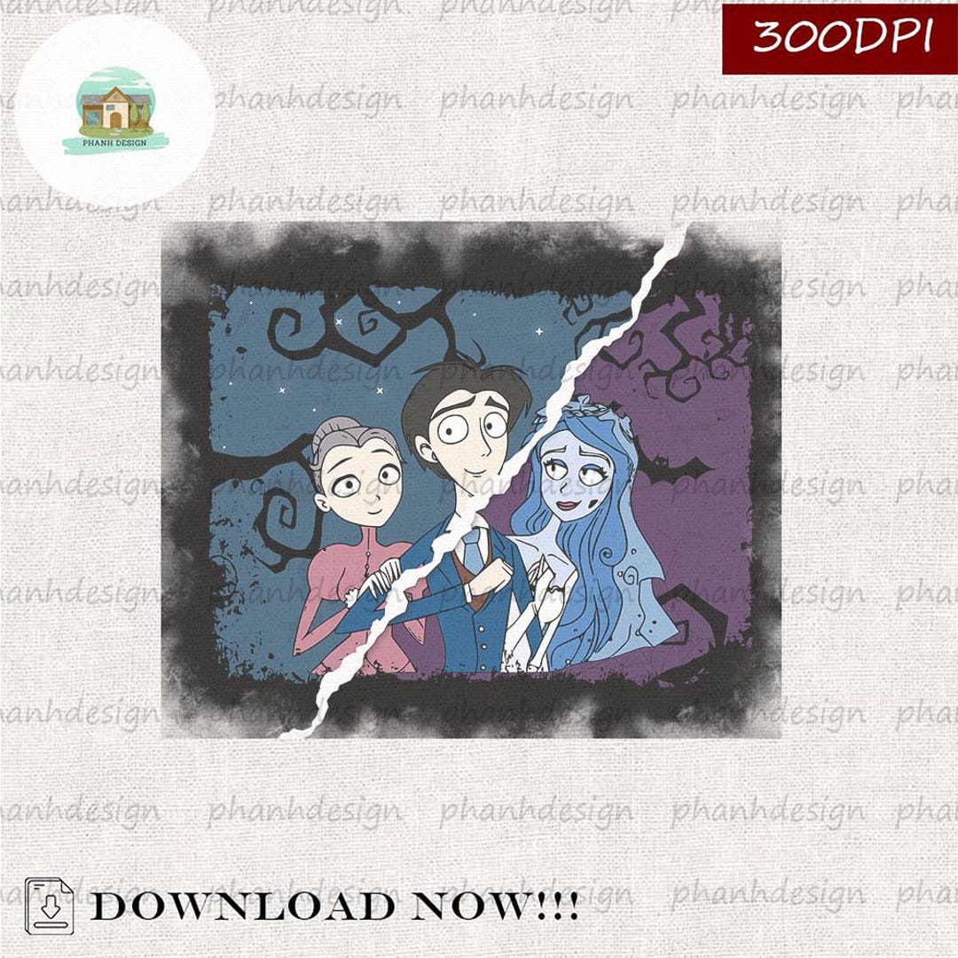Halloween Wedding PNG, Corpse Bride and Groom, Gothic Romance, Spooky ...
