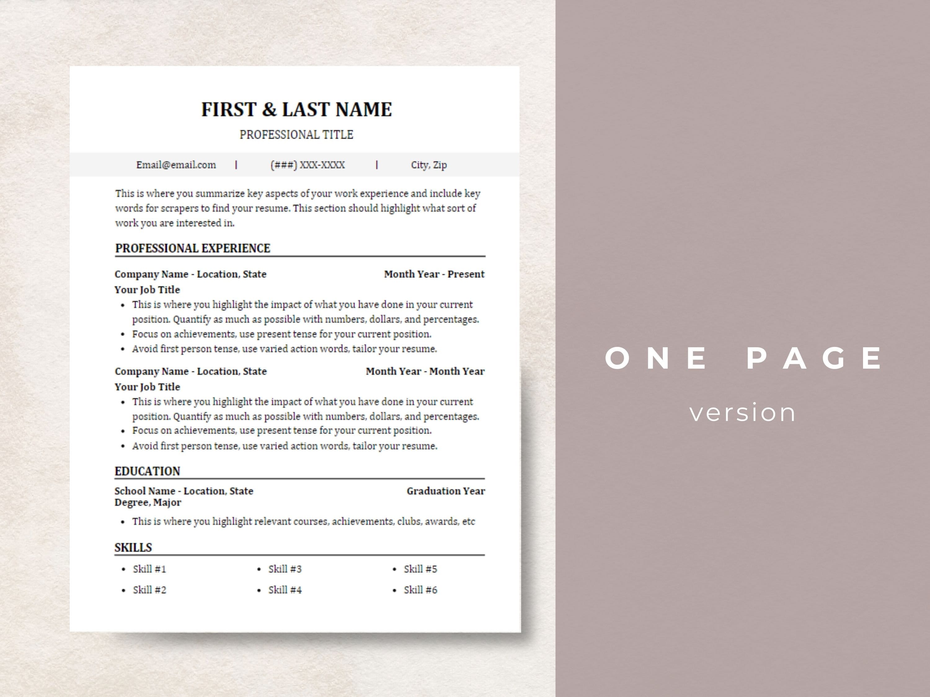 Harvard-style Professional Resume Template ATS Friendly Perfect for IT ...