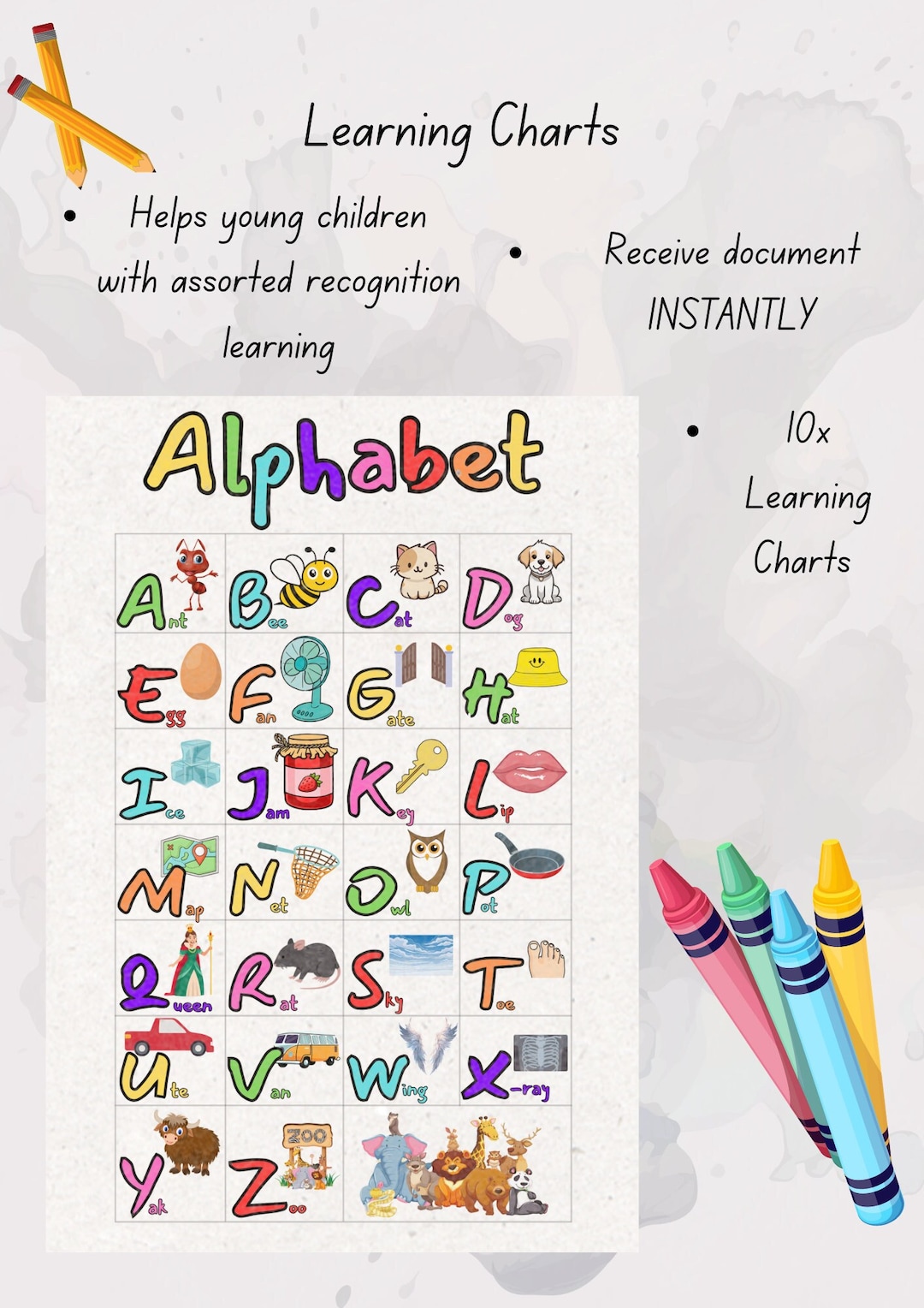 Printable Educational Learning Charts set of 10. Homeschool. Play Room ...