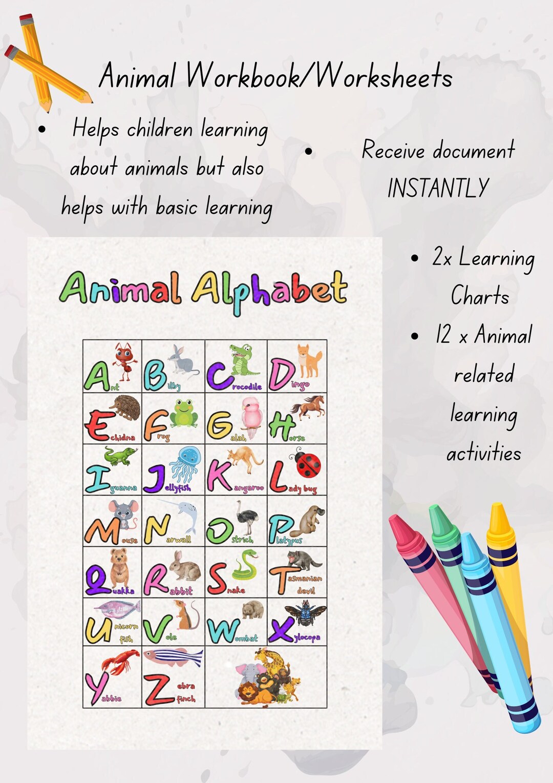 Printable Animal Worksheet/booklet, Learning, Counting, Matching ...