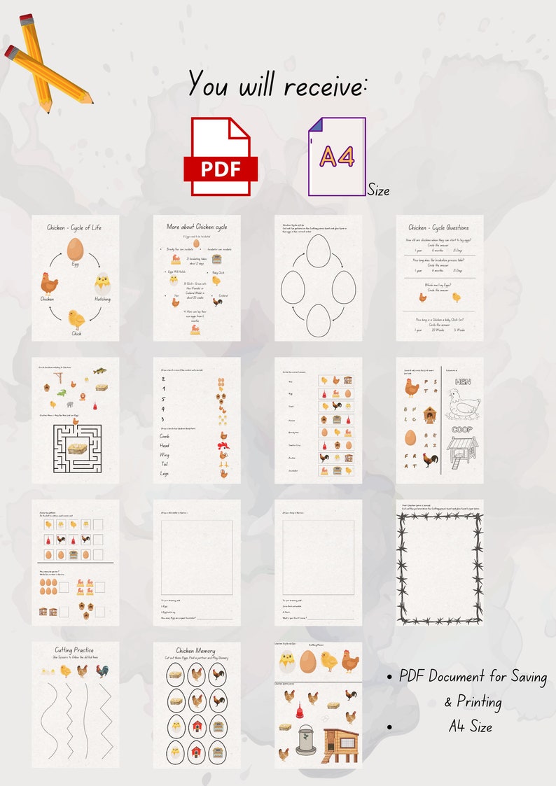 Printable Chicken Worksheet/booklet, Learning, Counting, Matching ...